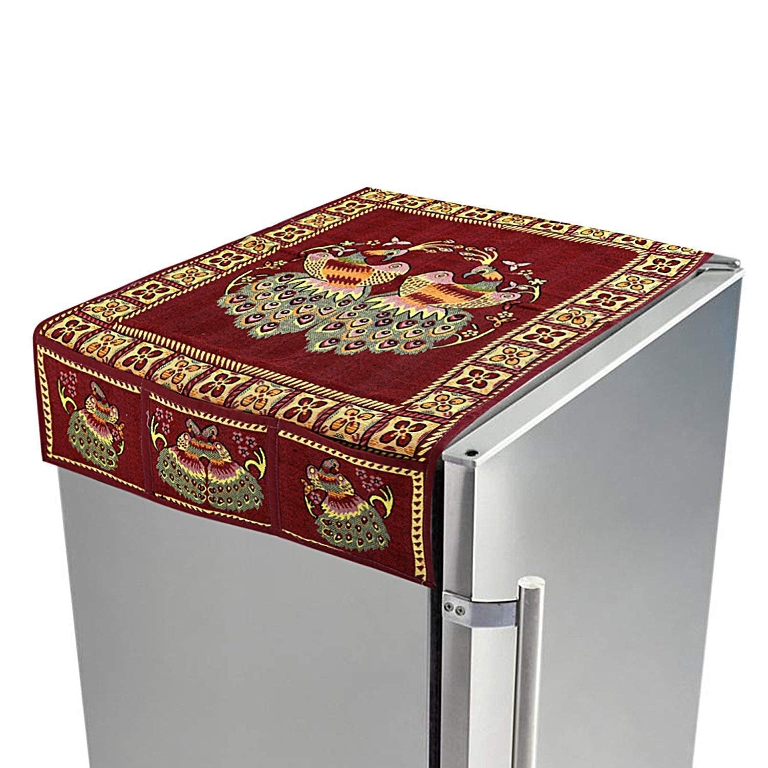 Buy Cotton Fridge Top Cover Set - Peacock Design | – UniqSkins